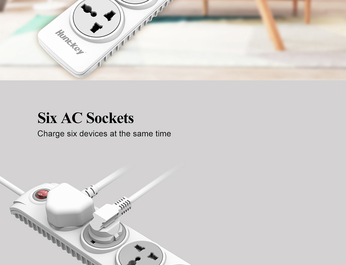 Huntkey SZN601 6 Port Copper Bar Universal Power Strip | Smart Technologies (BD) Ltd.