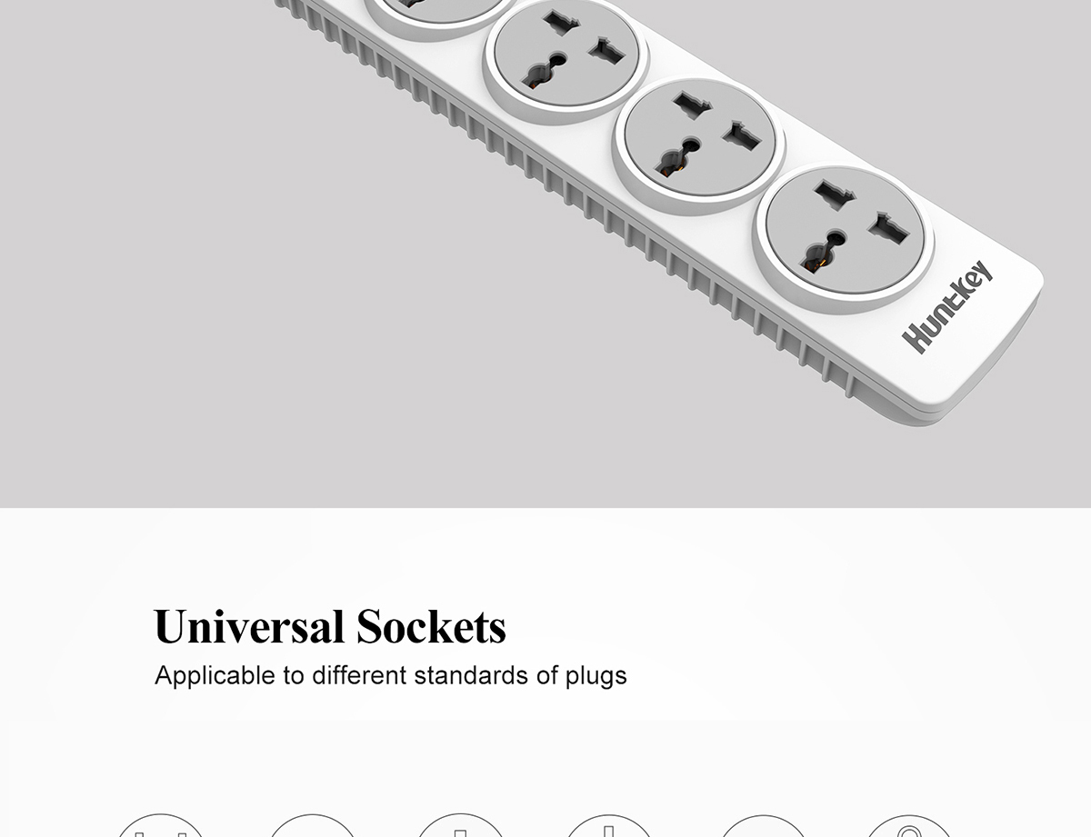 Huntkey SZN601 6 Port Copper Bar Universal Power Strip | Smart Technologies (BD) Ltd.